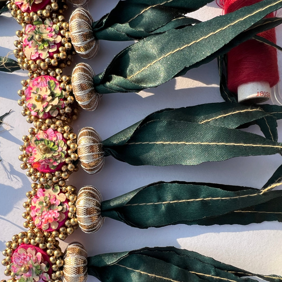 Asopalav Tradition X Maroon & Bottle Green Patola Lumba Toran: Two way ...