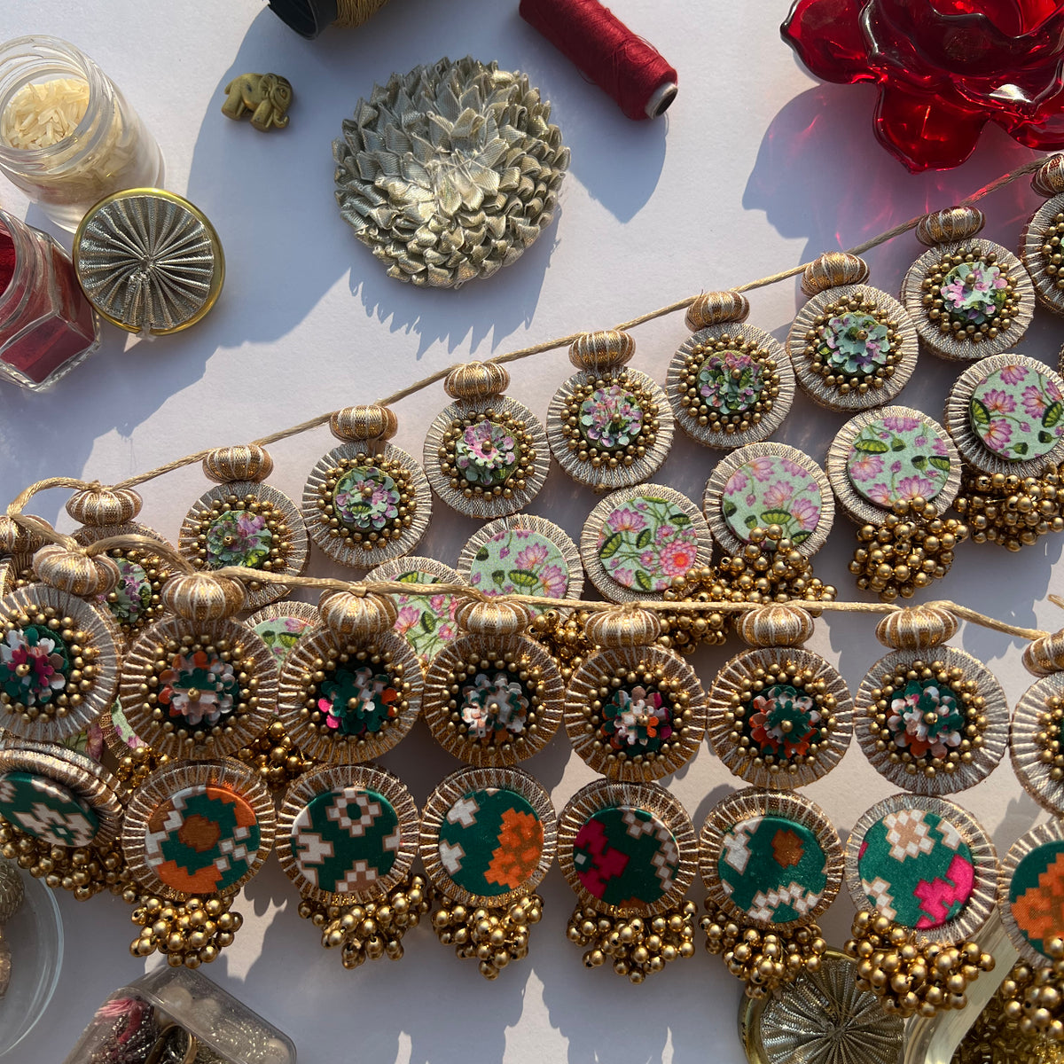 Asopalav Tradition X Maroon & Bottle Green Patola Lumba Toran: Two way ...