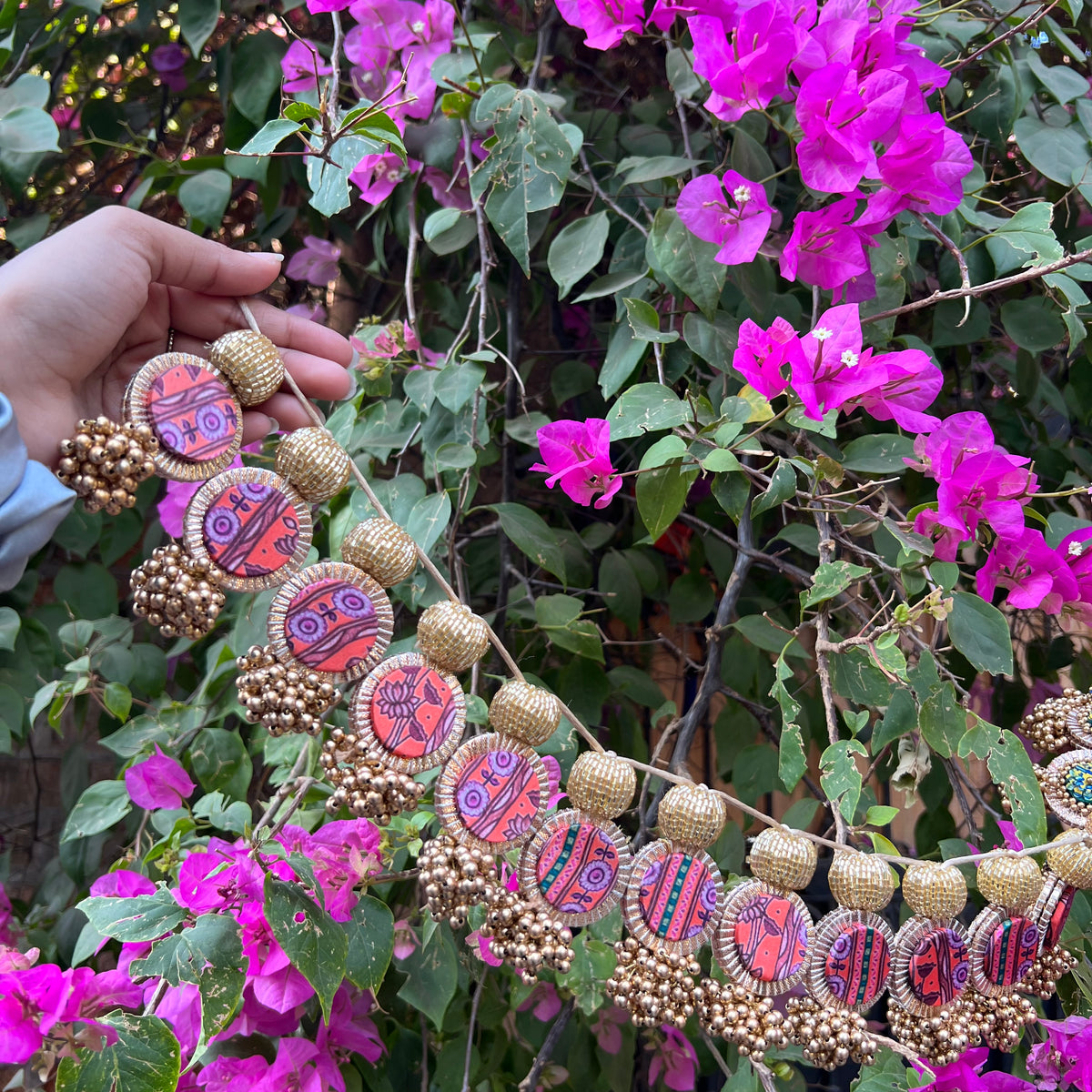 The Ready To Glam Vermillion + Yellow Congruous Divine Pichwai Glass L ...